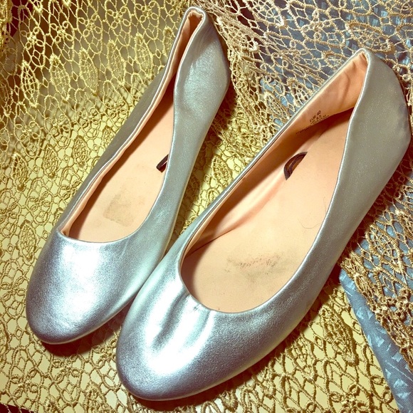H&M | Shoes | Hm Soft Silver Flats | Poshmark